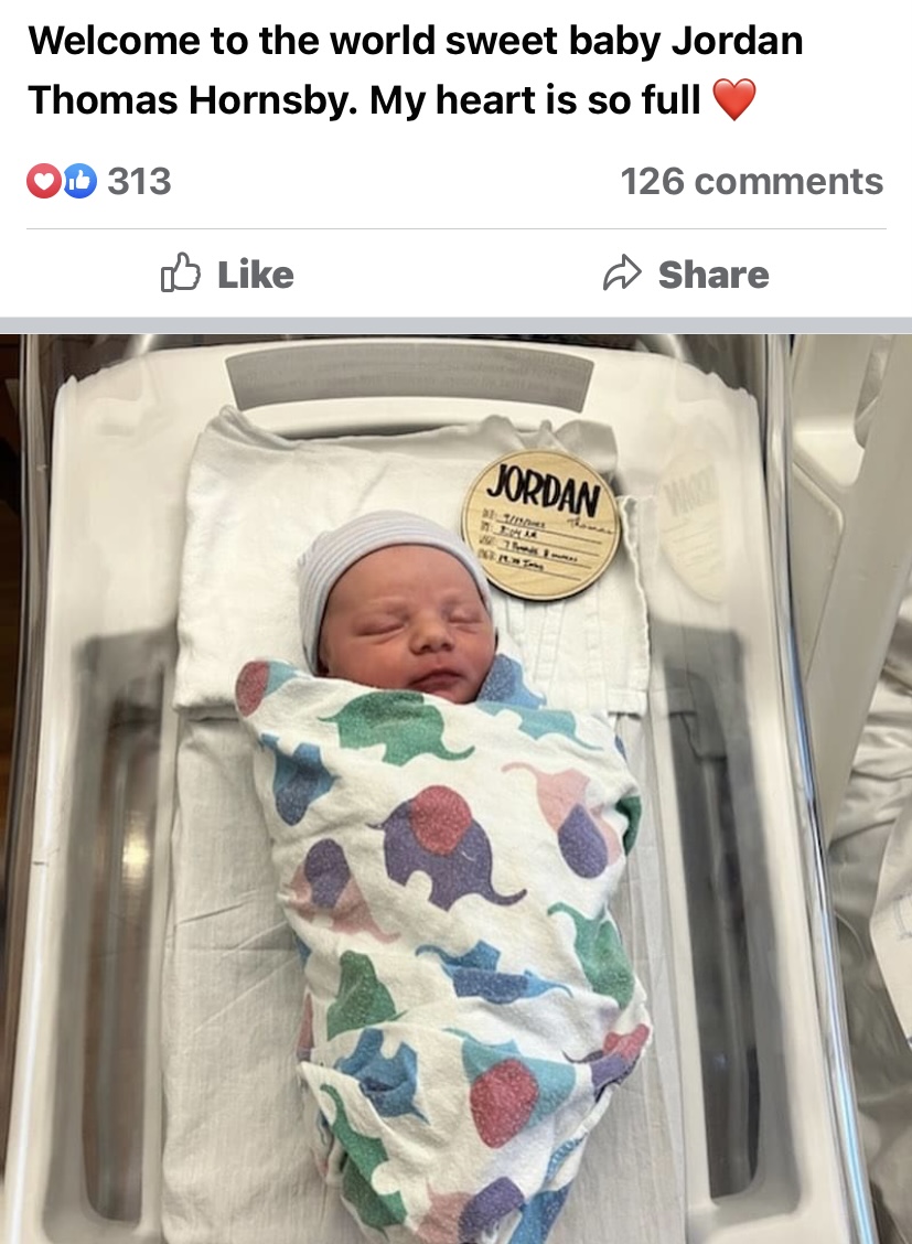 Coach Connor Hornsby and wife Kelly welcome their first baby boy ...